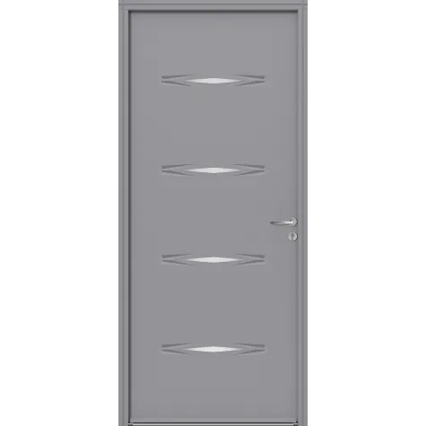 Porte d'entrée acier pleine motifs inox
