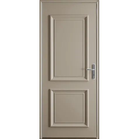 Porte d'entrée alu pleine avec moulures