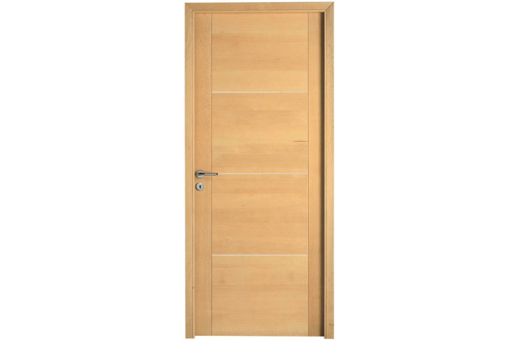 Porte intérieure battante en bois massif finition chêne brossé Alizé