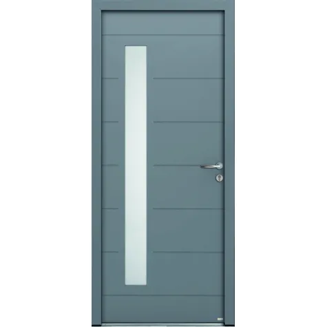 Porte bois alu vitrée rectangulaire et rainurée