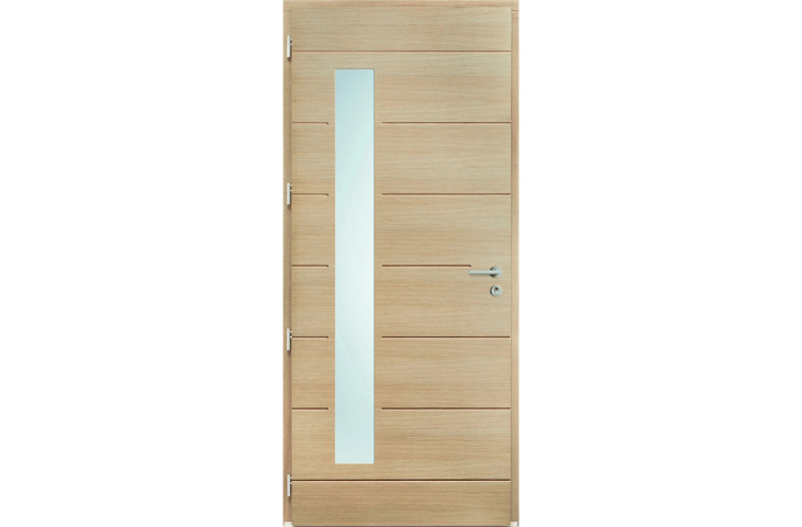Porte bois alu vitrée rectangulaire et rainurée