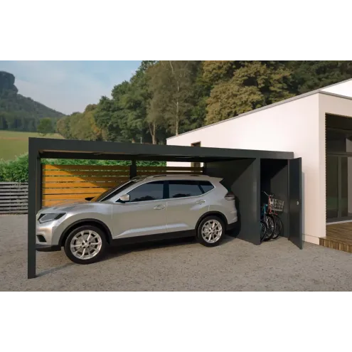 Carport aluminium avec local technique de rangement