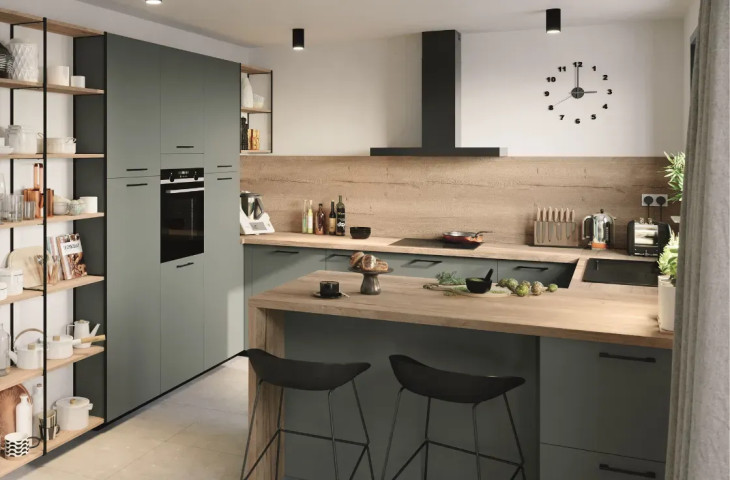Cuisine vert et bois